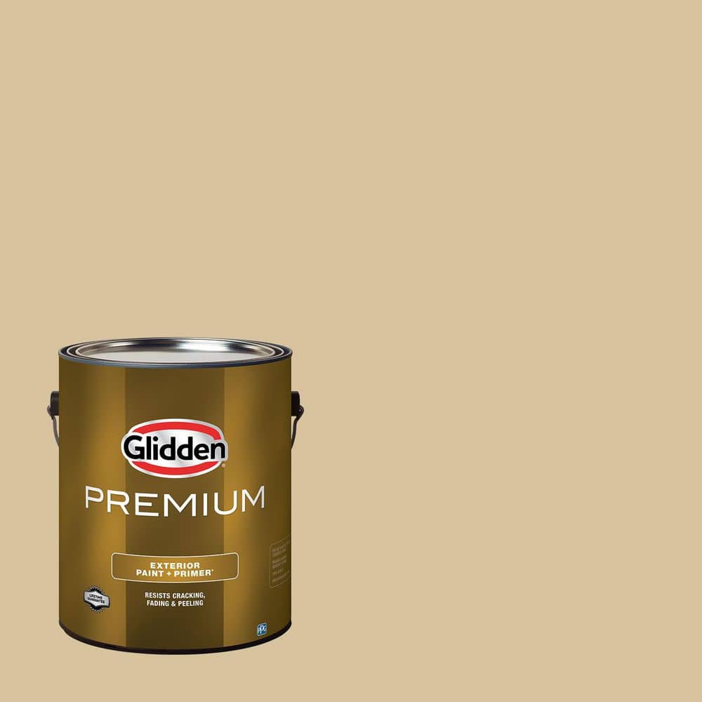 Glidden Premium 1 gal. PPG1095-4 Golden Ecru Semi-Gloss Exterior Paint ...