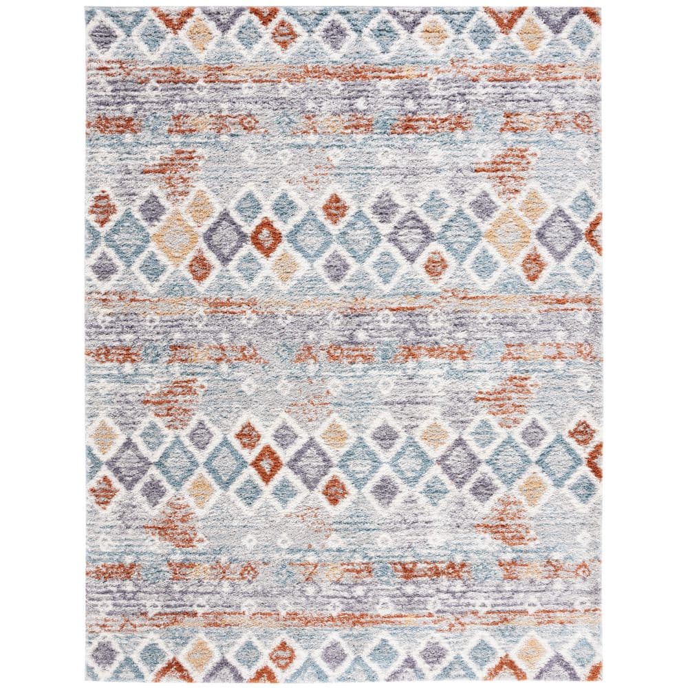 SAFAVIEH Berber Shag 10 ft. x 14 ft. Blue Rust/Ivory Diamond Striped ...