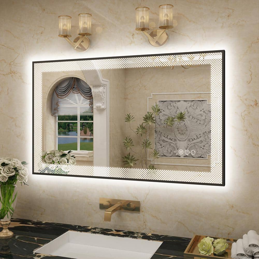 Apmir 40 in. W x 24 in. H Rectangular Framed Checkerboard LED Lighted ...