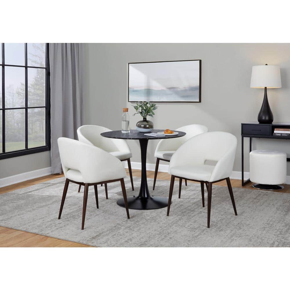 Lumisource Renee White Faux Leather Dining Chair with Copper Metal Legs ...