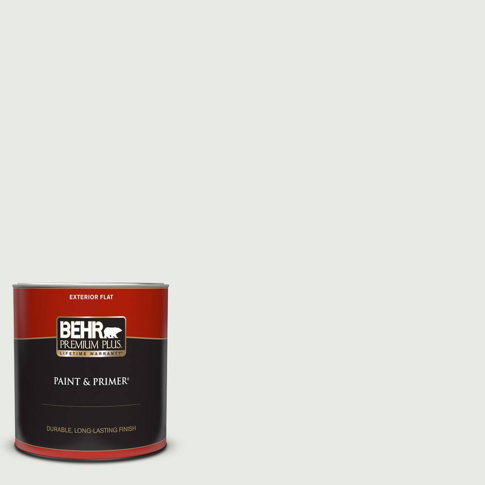 BEHR PREMIUM PLUS 1 Qt. #BL-W08 Frothy Surf Flat Exterior Paint ...