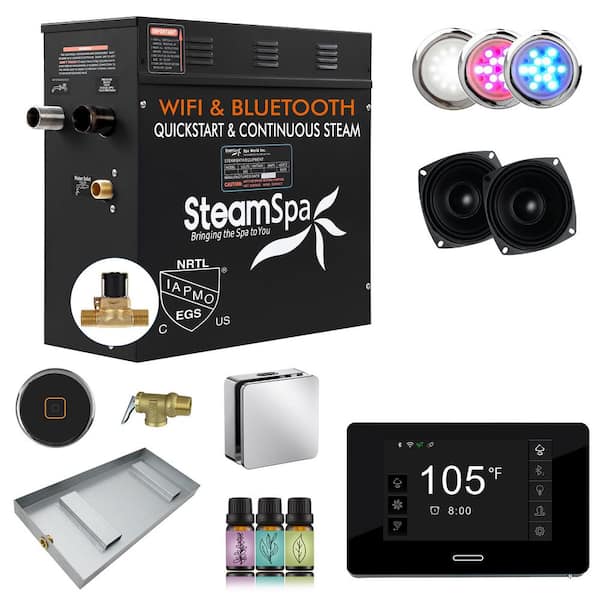 SteamSpa Black Series 7.5KW Steam Bath Generator with Advanced Touch ...