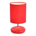Simple Designs 16.62 in. Red Table Lamp with Fabric Shade and Hanging ...
