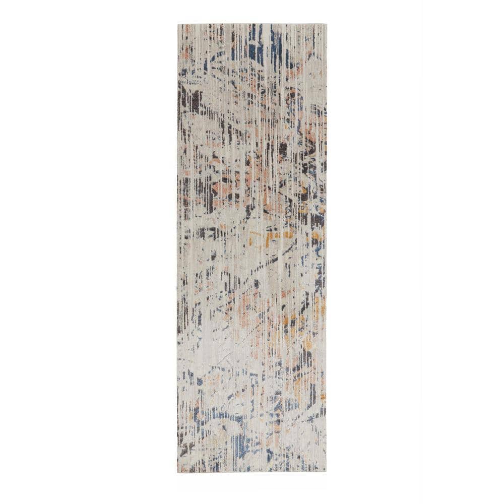 Brookside Daphne Cream 2.5 ft. x 8 ft. Vertical Distressed Abstract ...