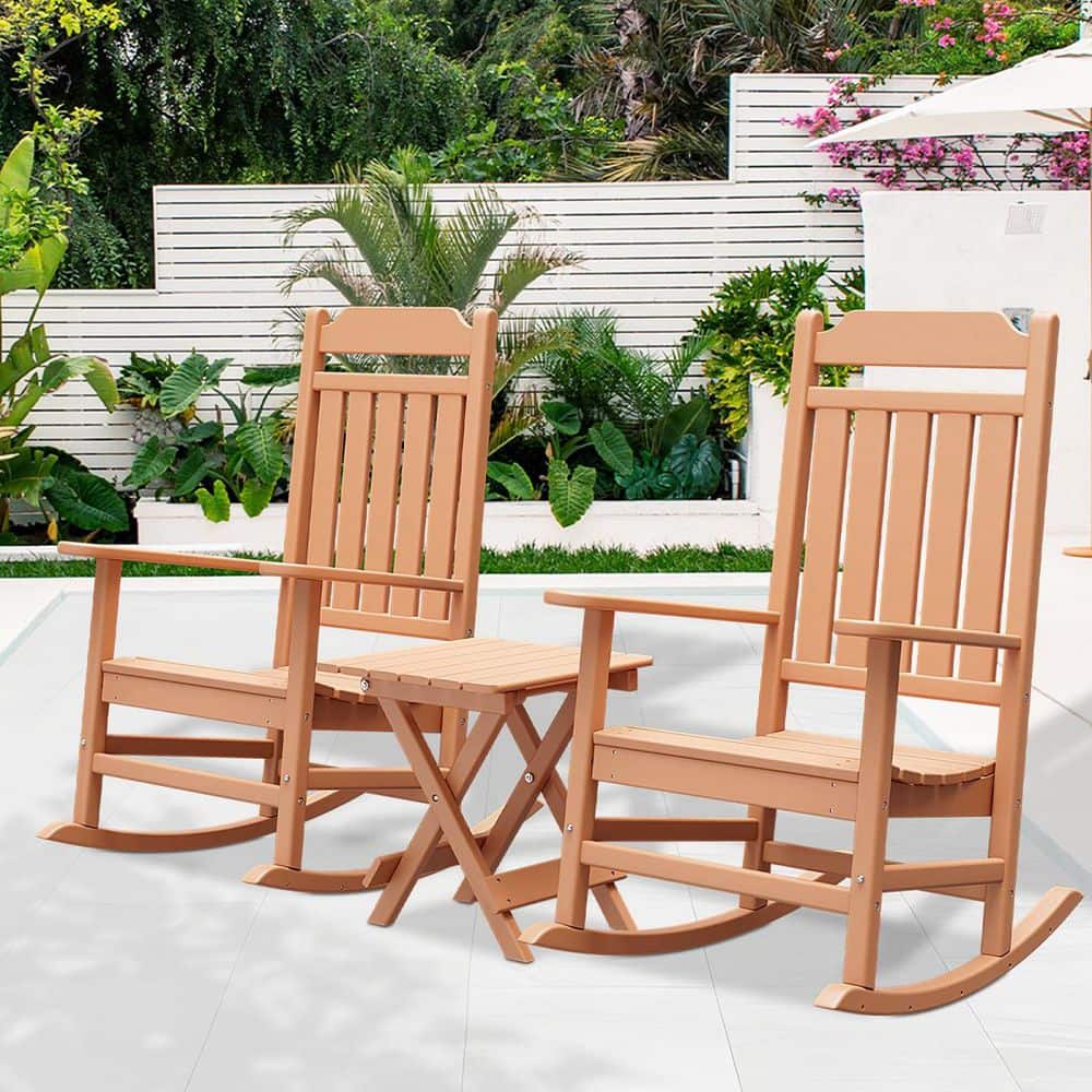 MoNiBloom Frame Primary Finish Natural Set of 3 Plastic Patio Rocking ...