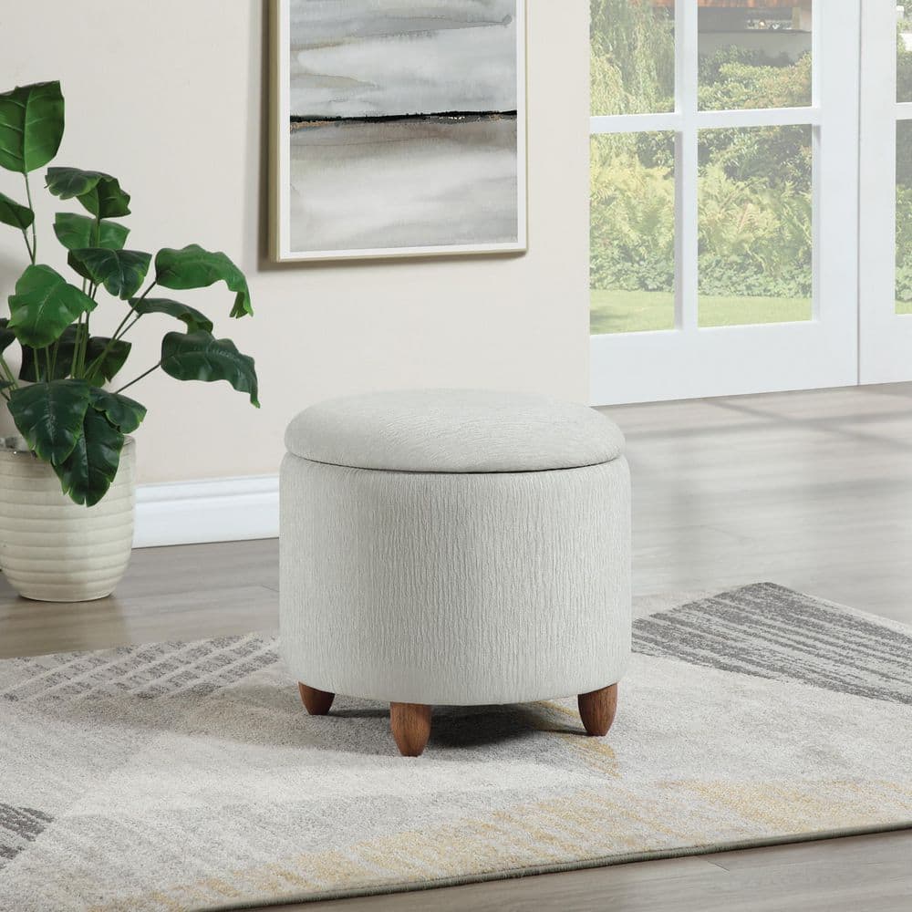 OSP Home Furnishings Lyra Storage Ottoman in Platinum Fabric with ...