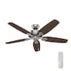 Hunter Builder Elite 52 in. Indoor Brushed Nickel Ceiling Fan with ...
