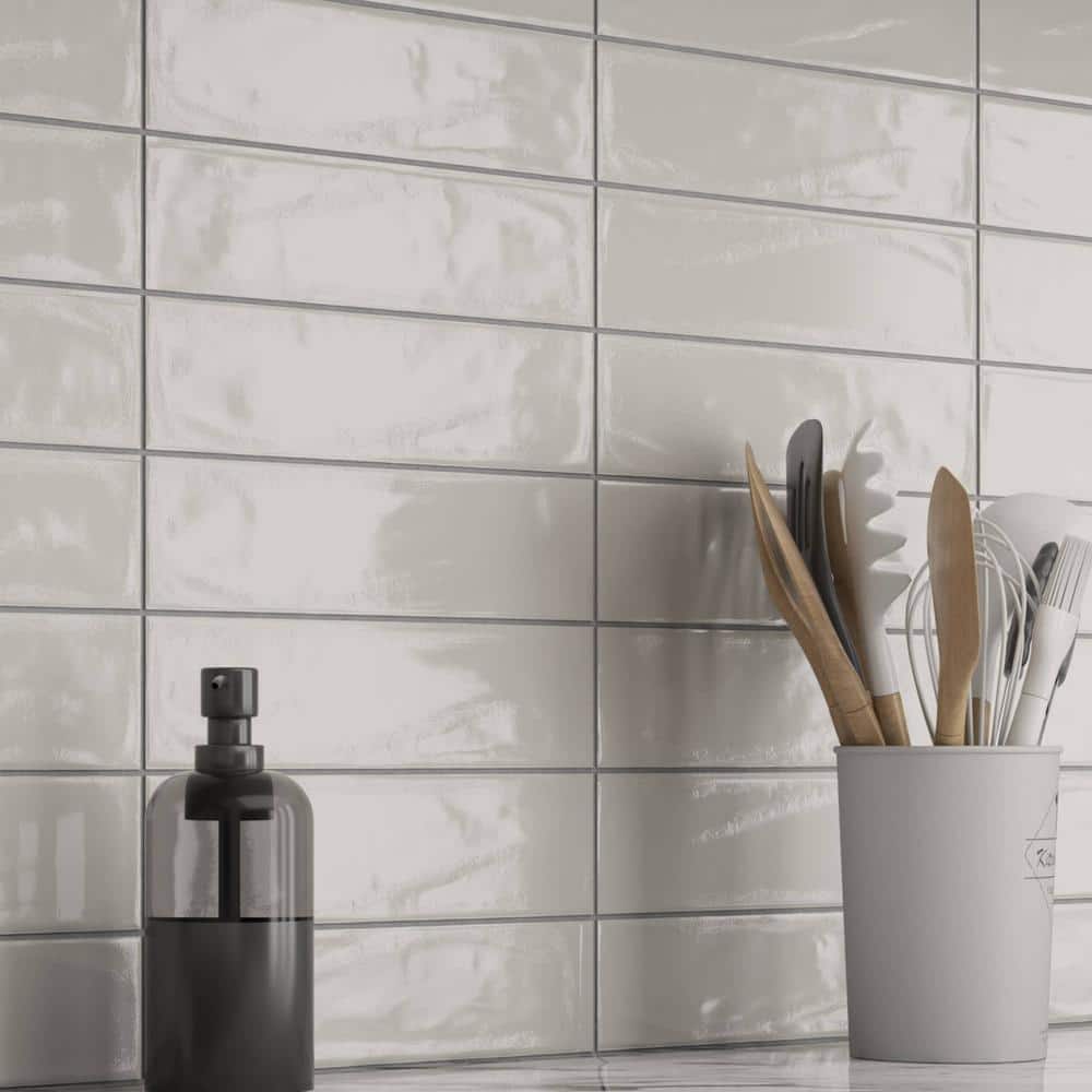 TILE CONNECTION Chateau Rectangle 3 in. x 12 in. Glazed Cream Gloss ...