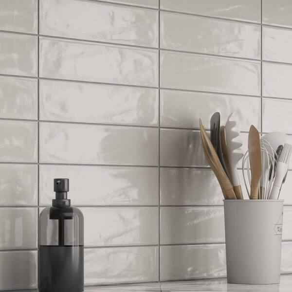 TILE CONNECTION Chateau Rectangle 3 in. x 12 in. Glazed Cream Gloss ...