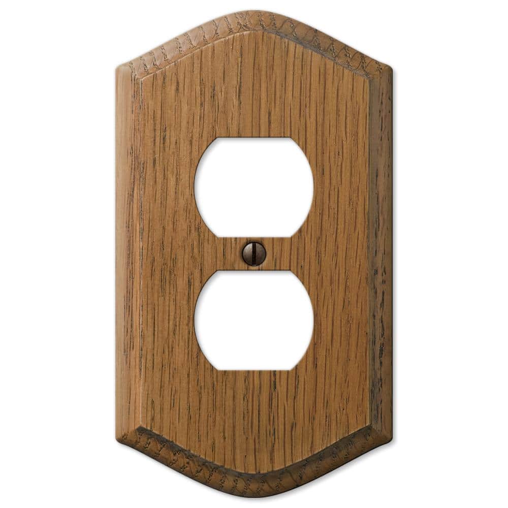 AMERELLE Country Medium Oak 1-Gang Duplex Outlet Wood Wall Plate (4 ...
