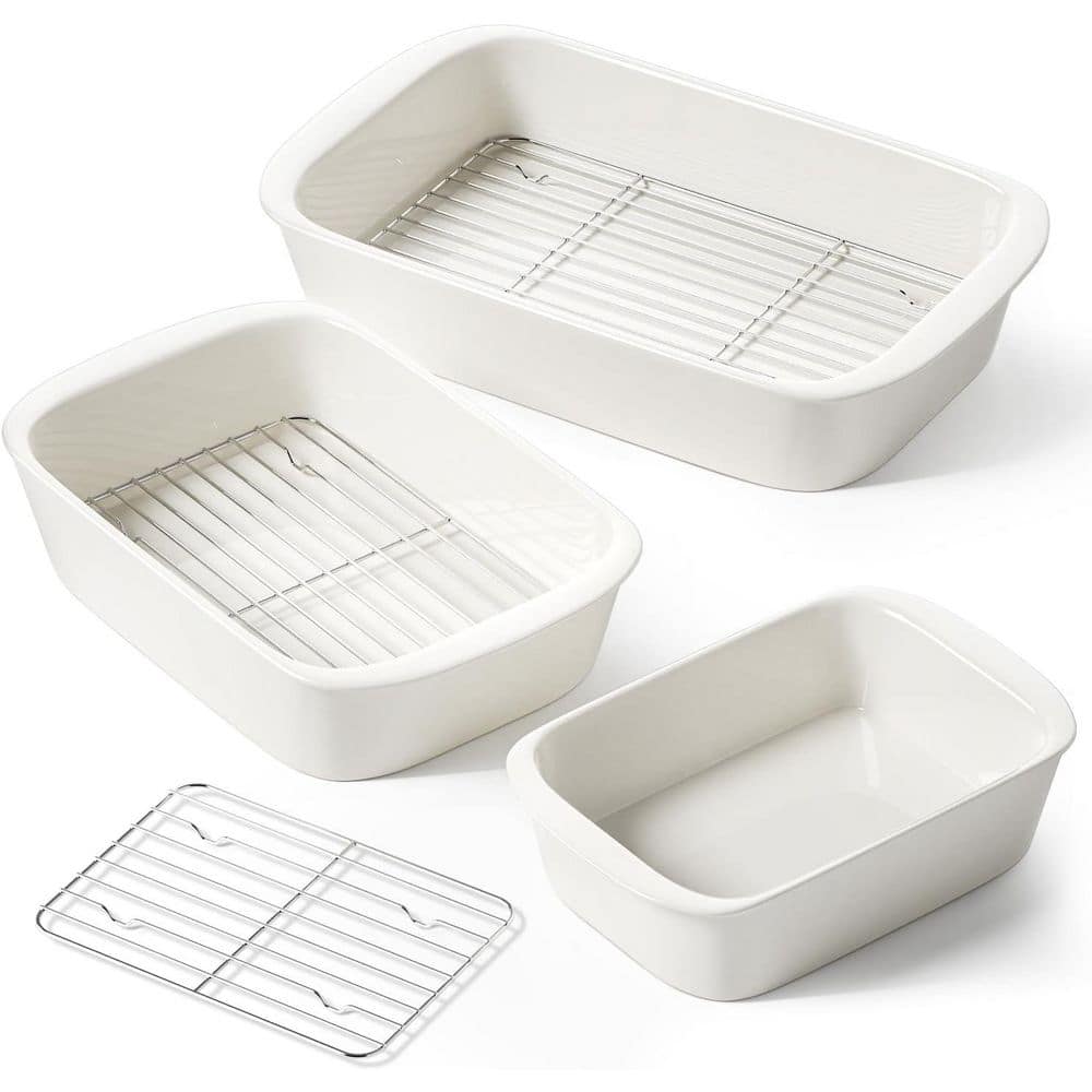 Wudkey 3-Piece Deep Ceramic Casserole Dishes for Oven, Baking Dish Set ...