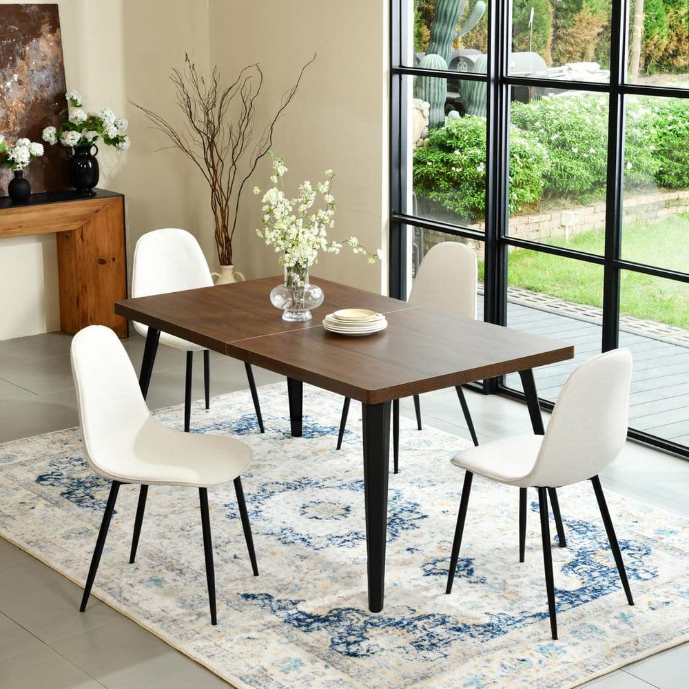 Homy Casa SC 5-Piece Dining Set with Walnut Finish Wood Top Table and ...