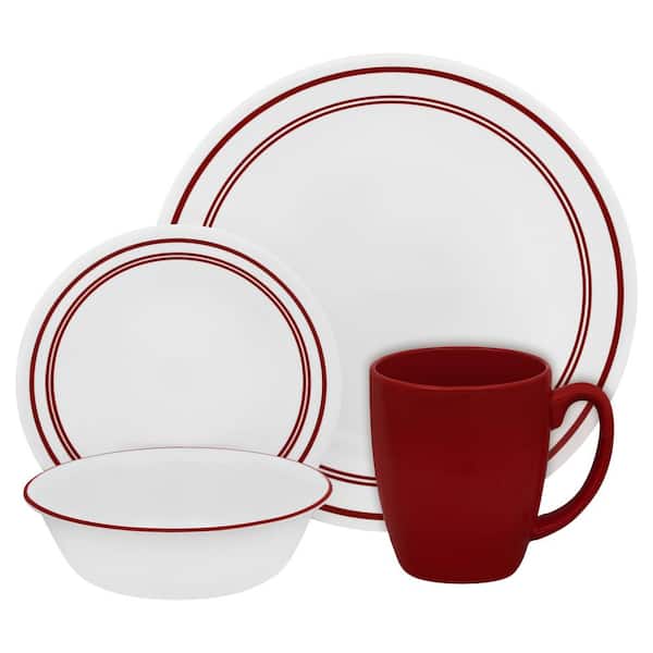 Corelle Livingware 16-Piece Cafe Red Dinnerware Set 1061148 - The Home ...