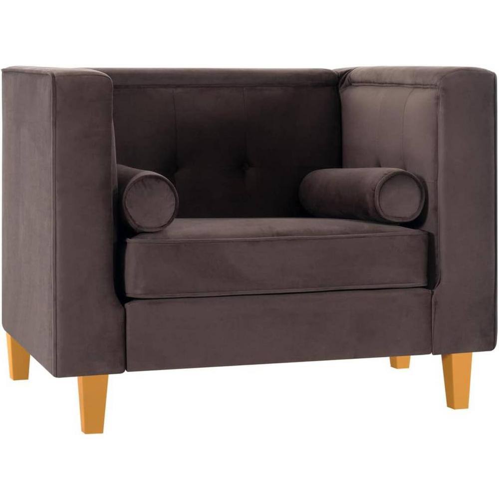 HOMESTOCK Accent Chair for Living Room, Tufted Cushion, Solid Wooden ...