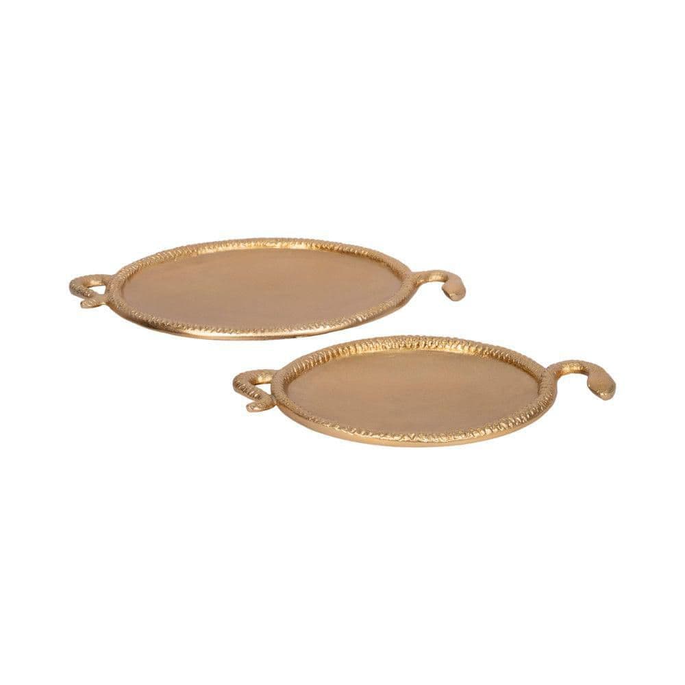 Liv & Skye Gold 15 in. and 19 in. Round Metal Snake Border Decorative ...