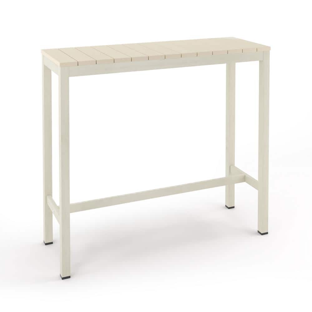 LUE BONA 45 in. W Beige Outdoor Bar Table HDPS Material Rectangular ...