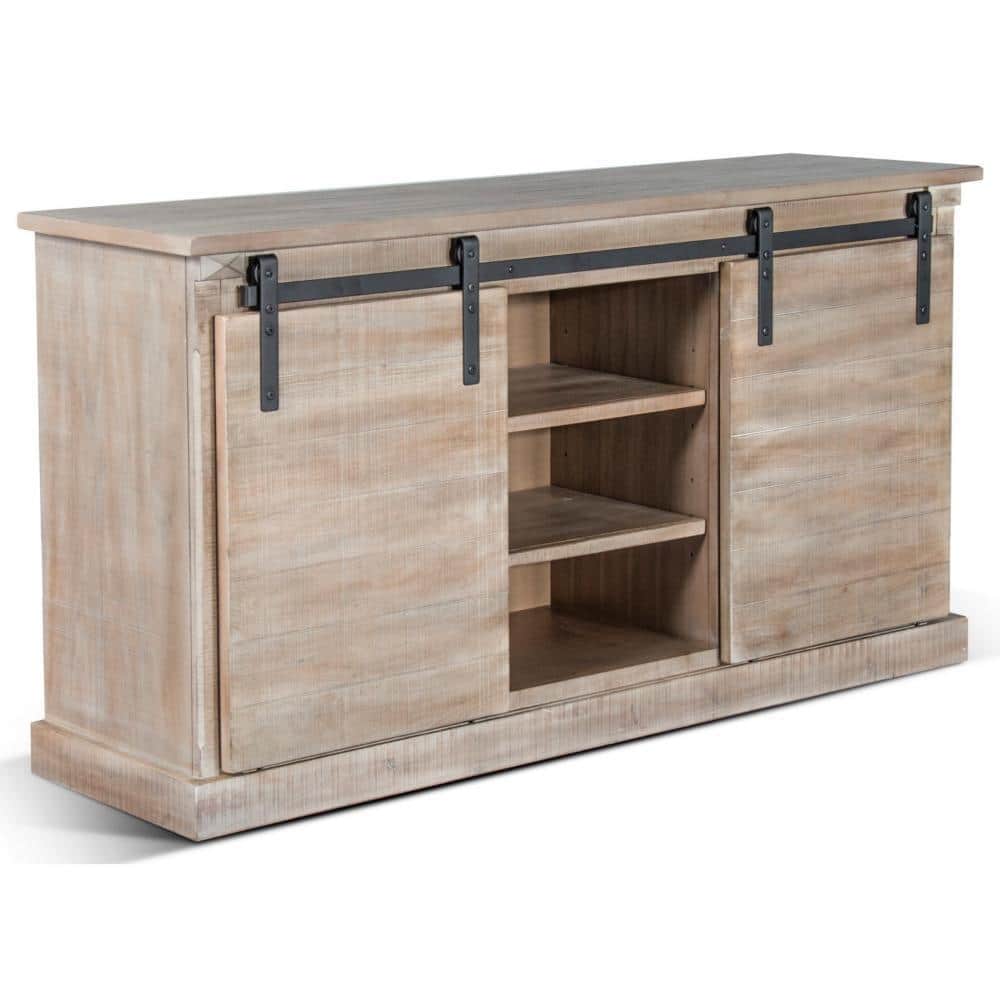 Benjara Zena Brown TV Stand Fits TV's up to 55 to 60 in. with 3 Shelves ...