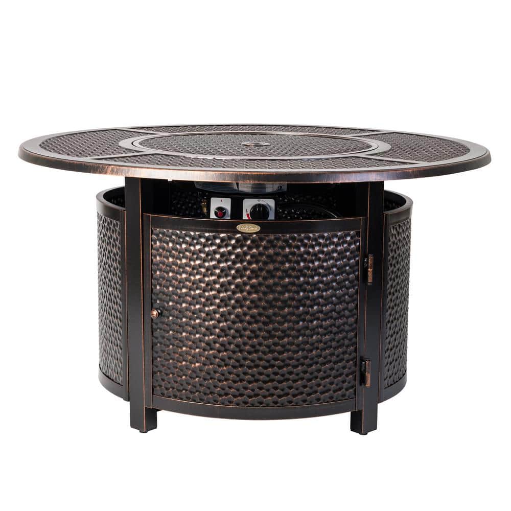 Fire Sense Briarwood 44 in. x 24 in. Round Aluminum Propane Fire Pit ...