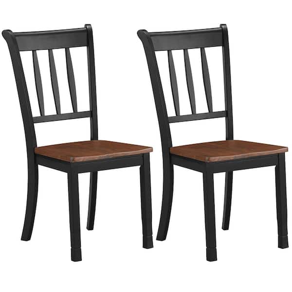 Costway Black Wood Dining Chair High Back Rubber Wood Kitchen ...