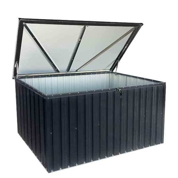 344 Gal. Black Metal Deck Box, Storage Box for Outdoor WZ3719B - The ...