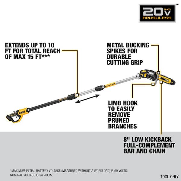 DEWALT 20V MAX Cordless Lithium-Ion Pole Saw and Pole Hedge Trimmer ...