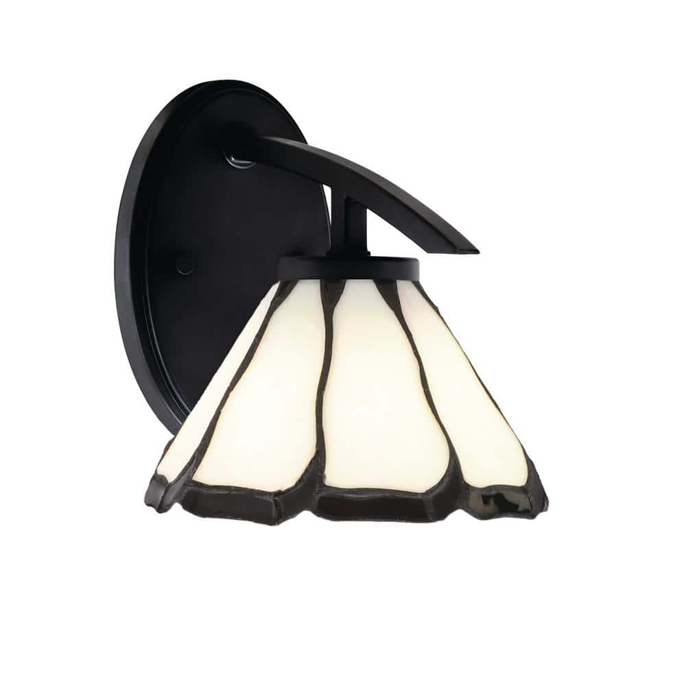 Siena 1-Light Matte Black Downlight Wall Sconce with Pearl & Black ...