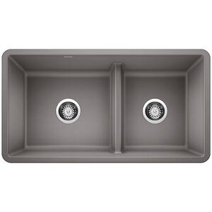 Blanco PRECIS Undermount Granite Composite 33 in. 60/40 Double Bowl ...