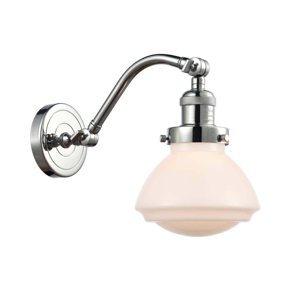 Innovations Olean 1-Light Polished Chrome, Matte White Wall Sconce with ...