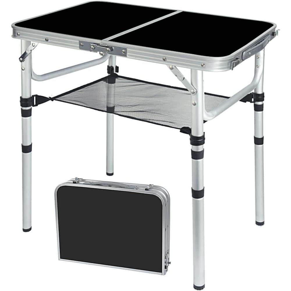 PALEO HOME LLC Black Small Folding Camping Table, 2ft Portable Picnic ...