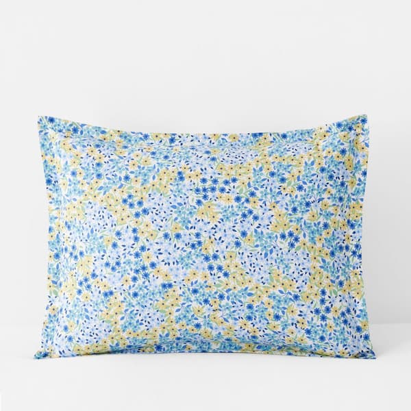 The Company Store Company Cotton Sunshine & Blooms Multi Blue/White Mini Floral Cotton Percale ...
