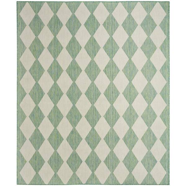 Nourison Positano Blue Green 8 ft. x 10 ft. Diamond Contemporary Area ...