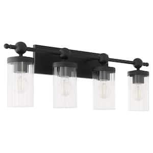 Quorum INTERNATIONAL 4-Light Vanity 32.5 in. W with Texture Black ...