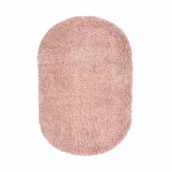 StyleWell Casual Plush Shag Neva Pink 4 ft. x 6 ft. Oval Area Rug ...