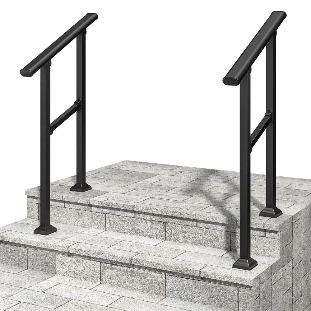 WRIGHTMASTER 12 in. H x 26.5 in. W Black Carbon Steel Stair Railing Kit ...