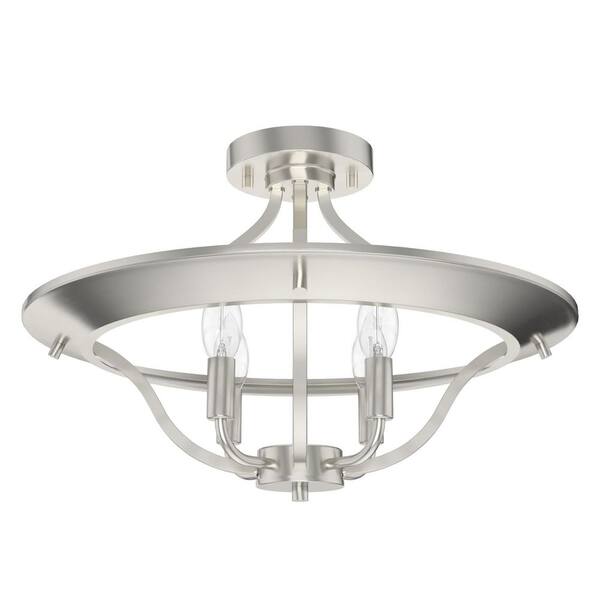 Hunter Perch Point 18 in. 4-Light Brushed Nickel Semi-Flush Mount 19423 ...