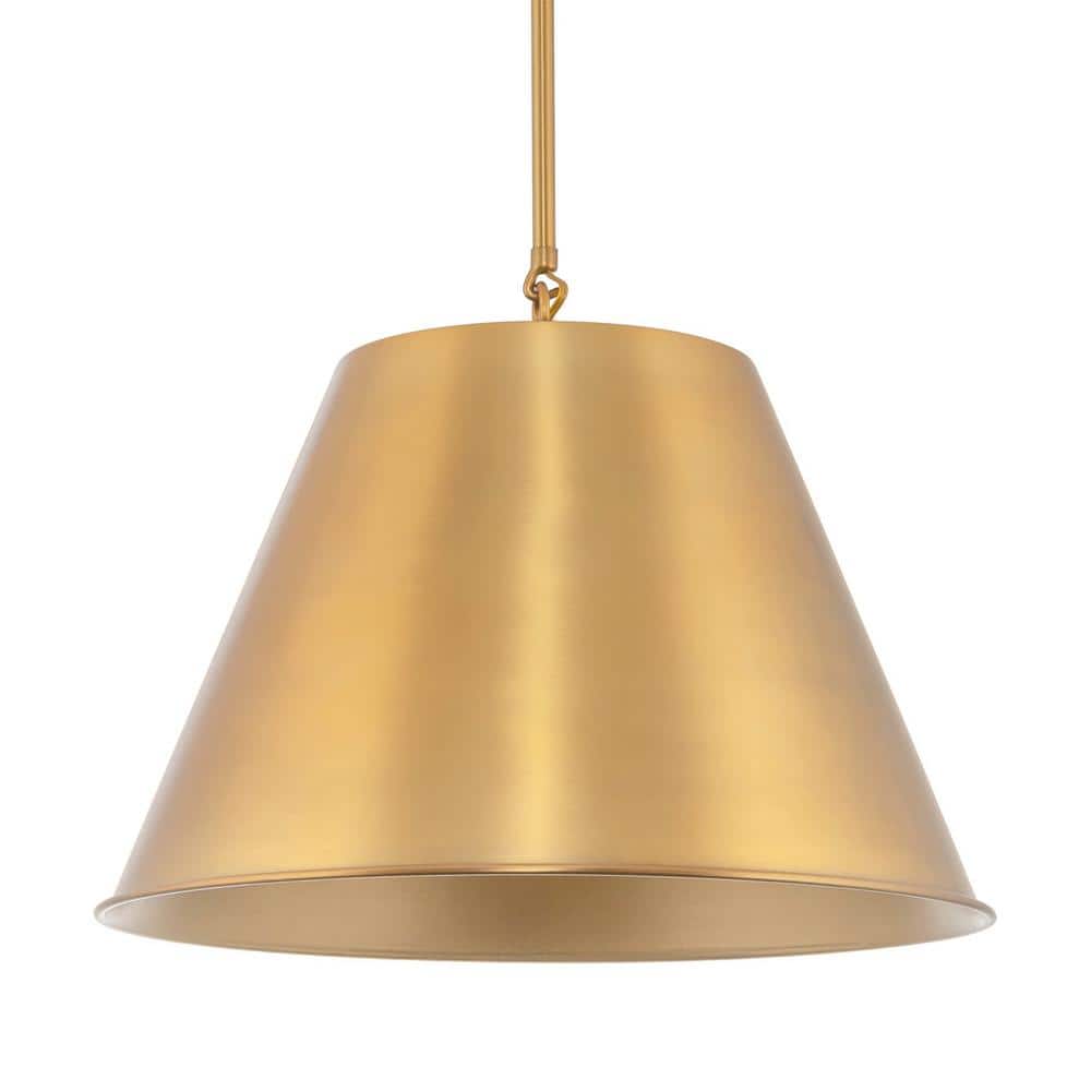 Kira Home Vida 60-Watt 1-Light Warm Brass Modern Pendant Light with ...