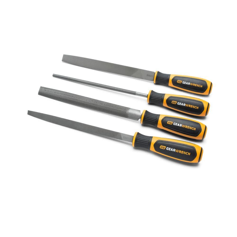 GEARWRENCH 8 in. Flat, Half Round, Round, and Triangular Bastard File ...