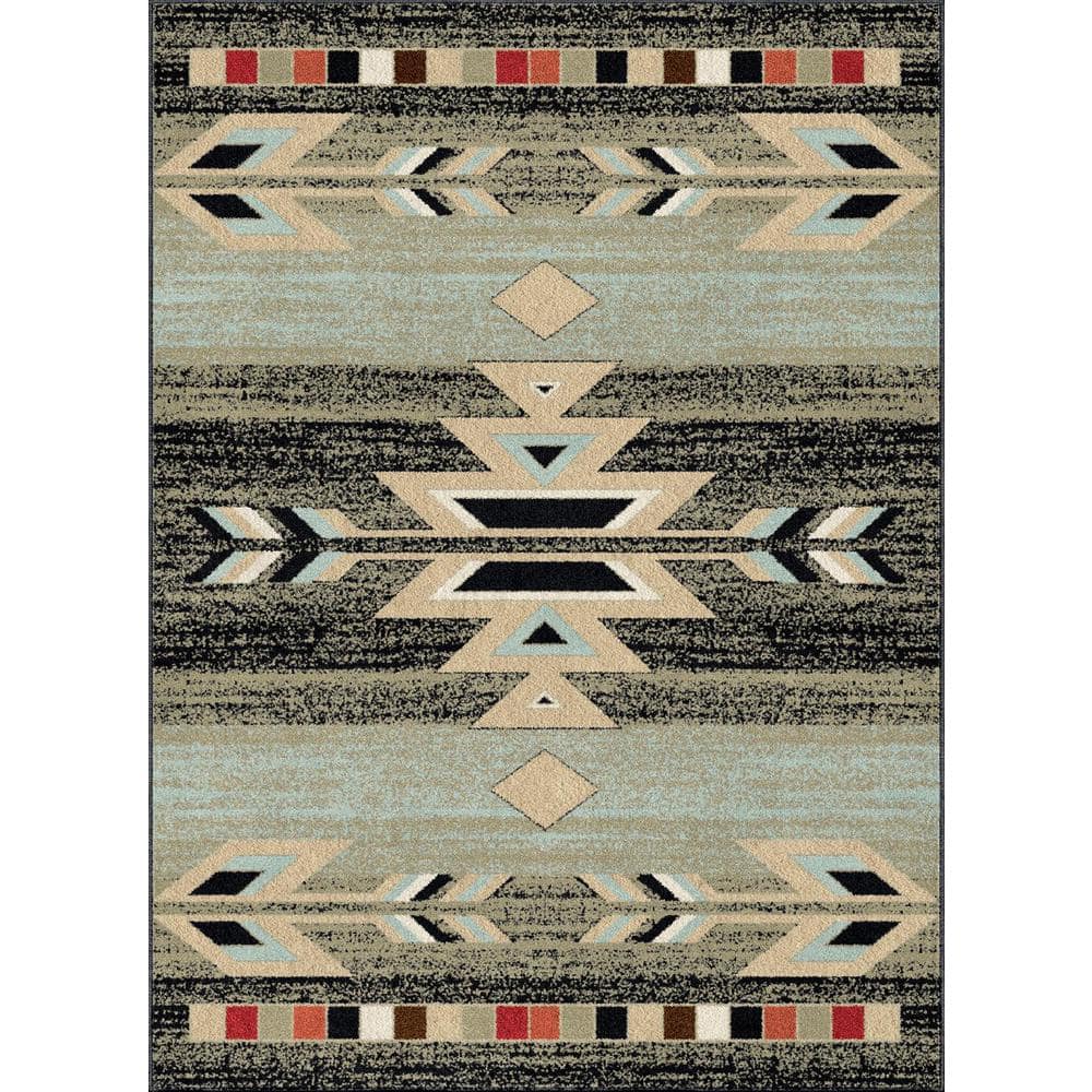 Mayberry Rug Hearthside Rio Grande Lodge Ebony 5 ft. x 8 ft. Woven ...