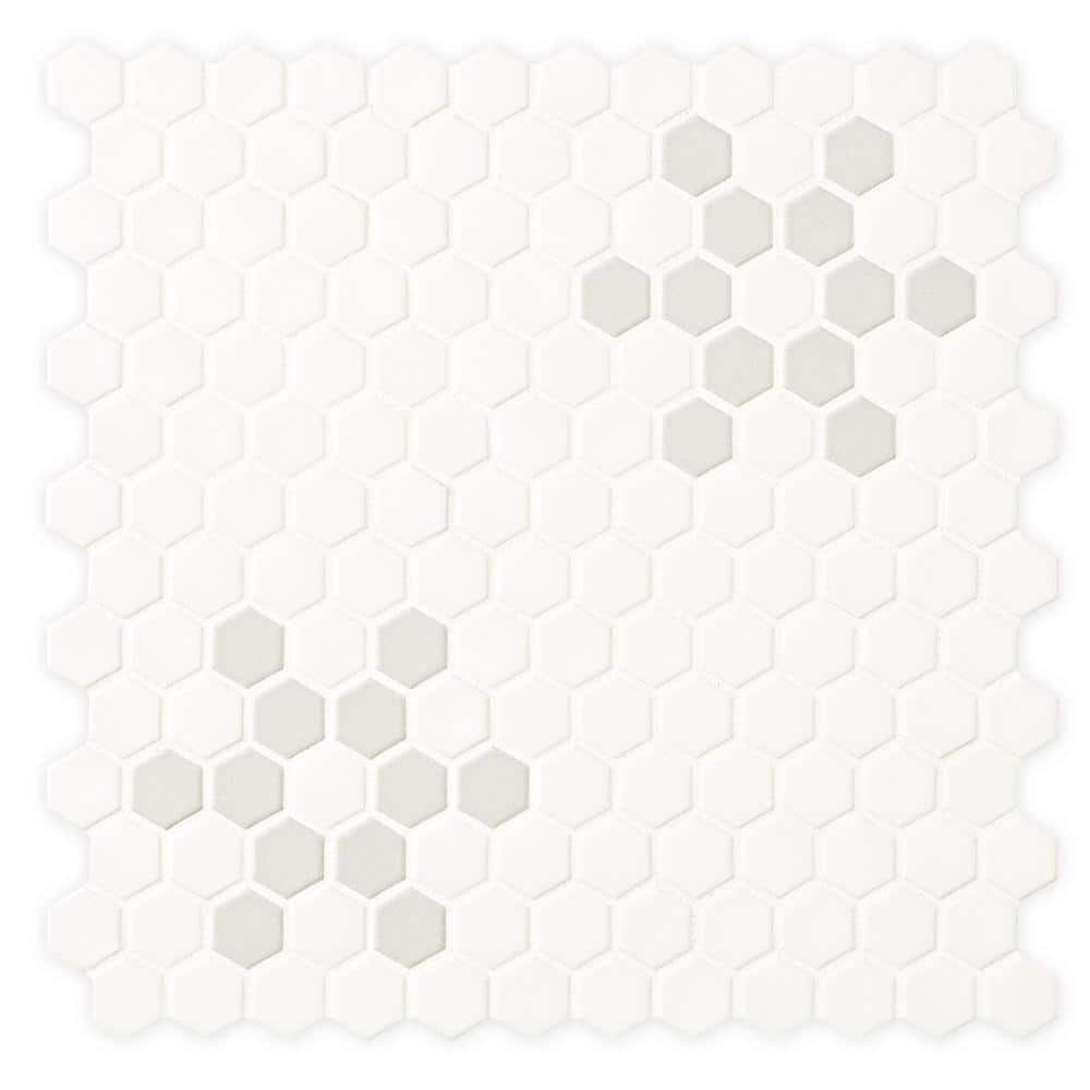MSI Take Home Tile Sample-Retro Bianco White and Gray 4 in. x 4 in. x 0.24 in. Matte Porcelain ...