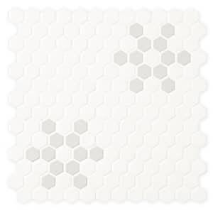 MSI Take Home Tile Sample-White Matte Stacked 4 in. x 4 in. x 6 mm Matte Porcelain Mesh-Mounted ...