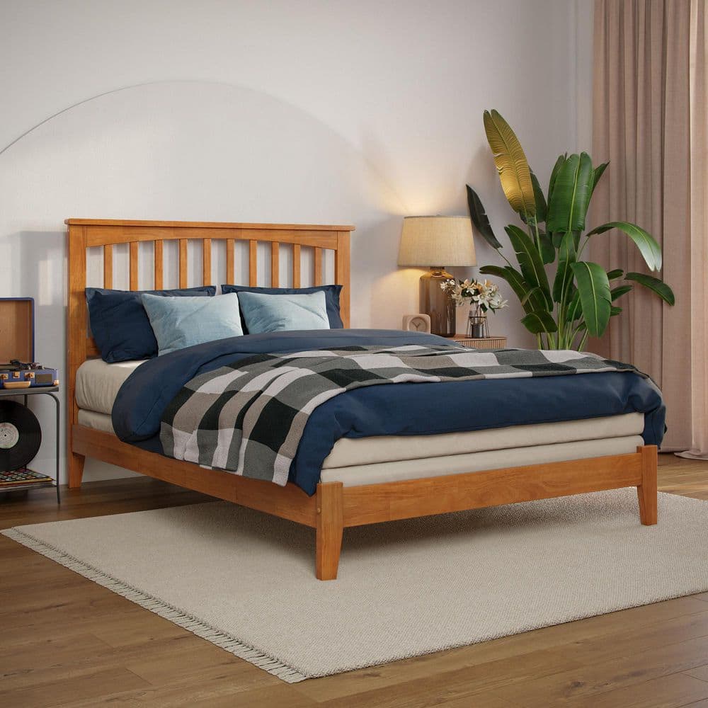AFI Mission Light Toffee Natural Bronze Solid Wood Frame Full Panel Bed ...