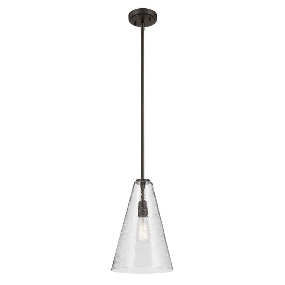 KICHLER Everly 10.25 in. 1-Light Olde Bronze Modern Shaded Cone Kitchen ...