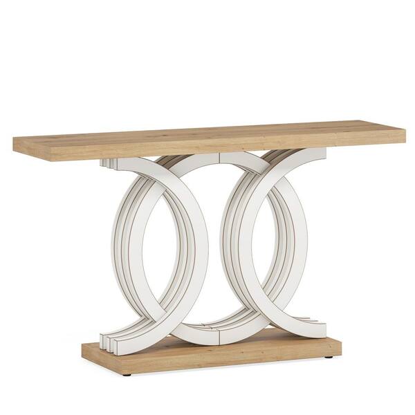 BYBLIGHT Turrella 55 in. Rectangle Wooden Console Table, White ...