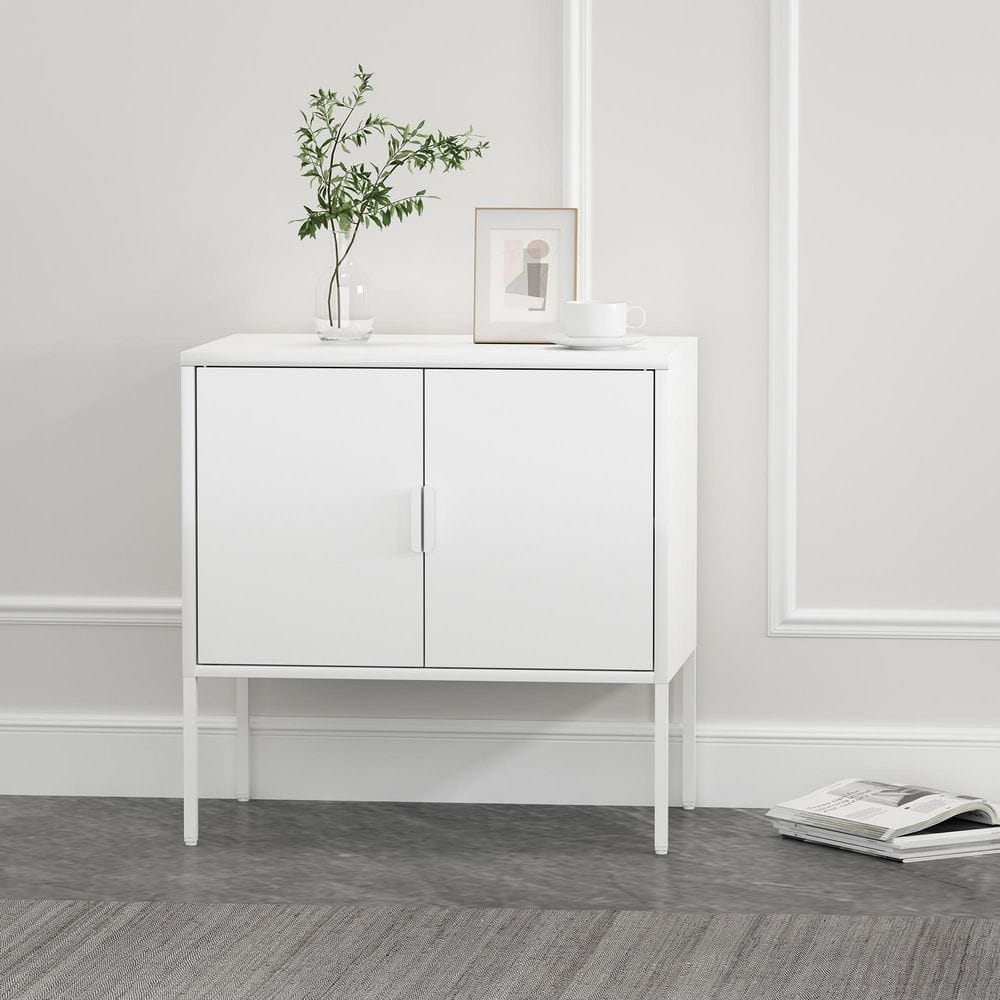 Manhattan Comfort Ava White 24 in. H Modern Accent Cabinet with 2 ...
