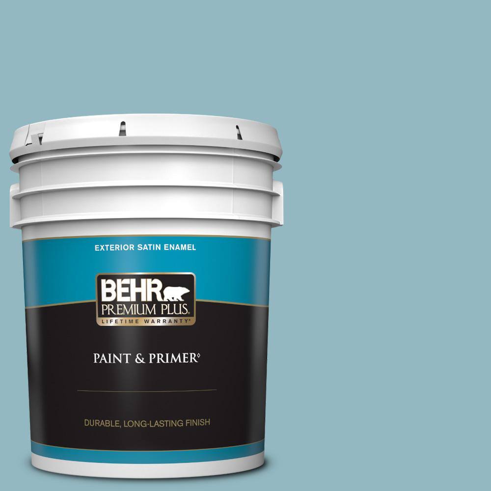 BEHR PREMIUM PLUS 5 gal. #PPU13-09 Tahoe Blue Satin Enamel Exterior ...
