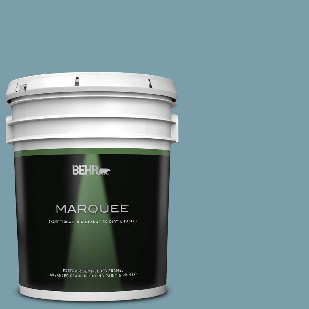 BEHR MARQUEE 5 gal. #S470-4 Dolphin Blue Semi-Gloss Enamel Exterior ...