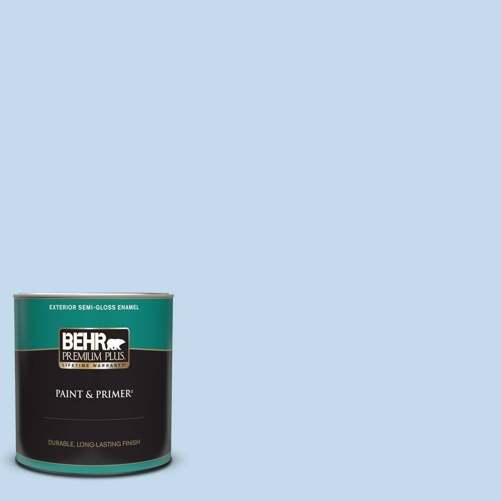 BEHR PREMIUM PLUS 1 qt. #M520-2 After Rain Semi-Gloss Enamel Exterior ...
