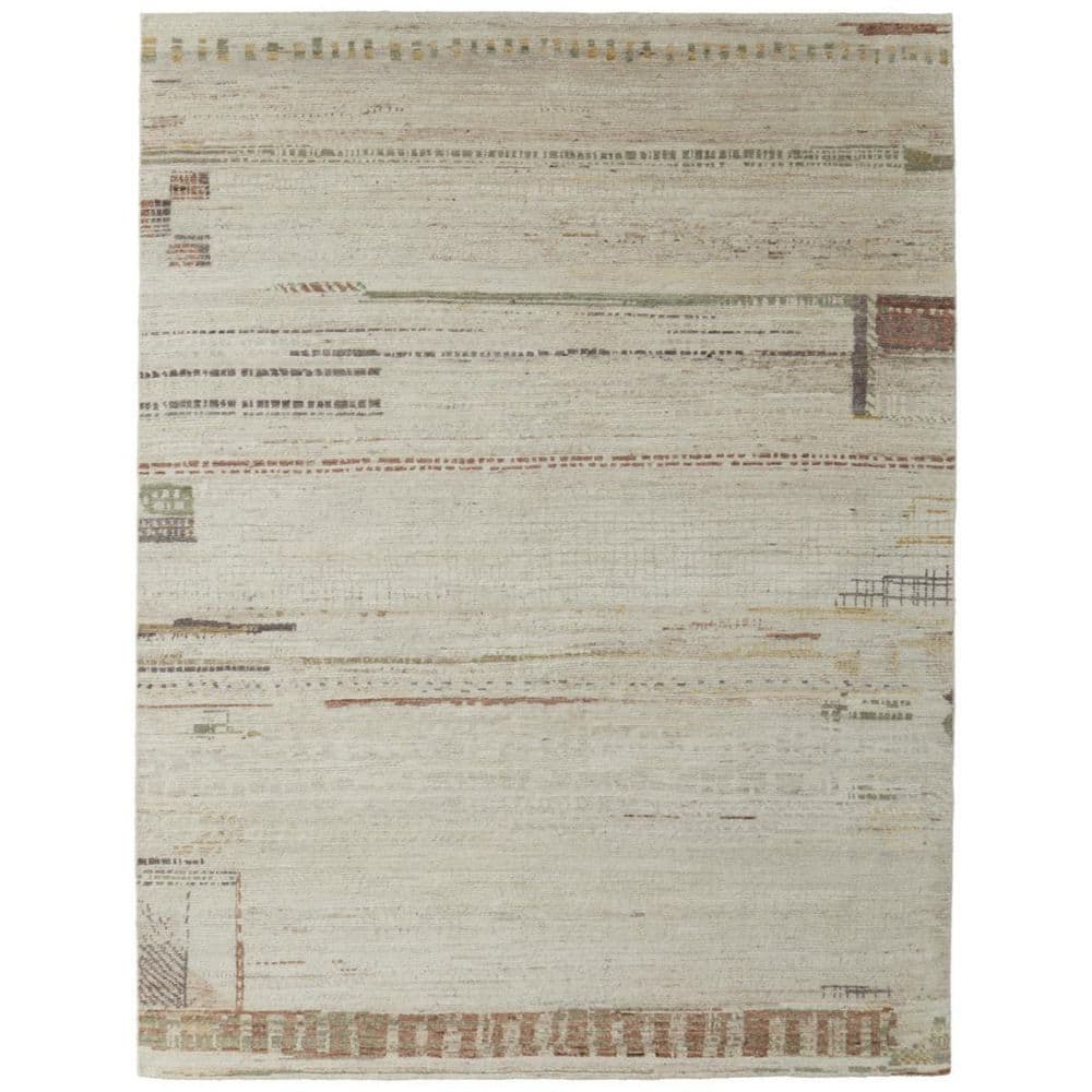 HomeRoots 6 ft. x 9 ft. Gray, Tan, Green Abstract Area Rug 2000567298 ...