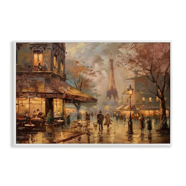 Stupell Industries Parisian Fall Townscape by LSR Design Studio White ...
