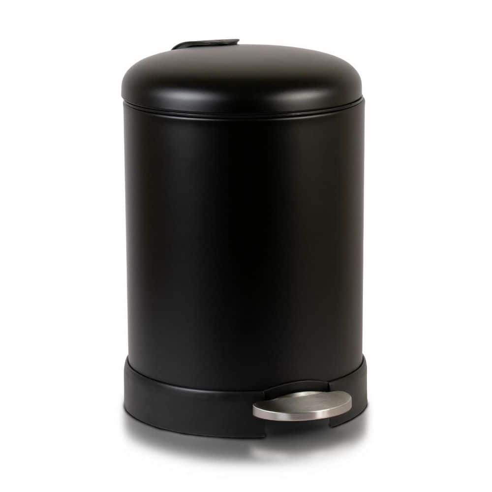 Glad 1.2 Gal. Satin Black Metal Household Step-On Waste Bin with Inner ...